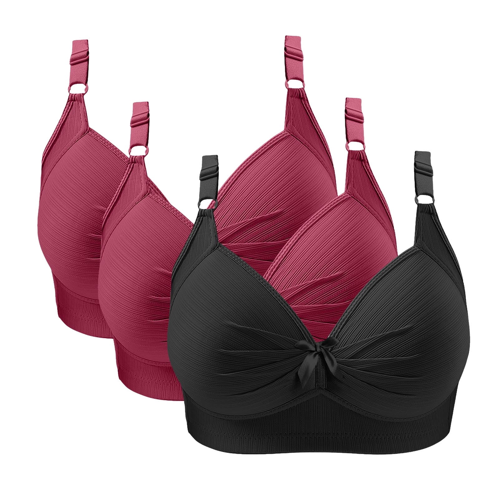 Sakmal Black Bralettes for Women Jelly Side Smoothing Soft Cup Bras for ...