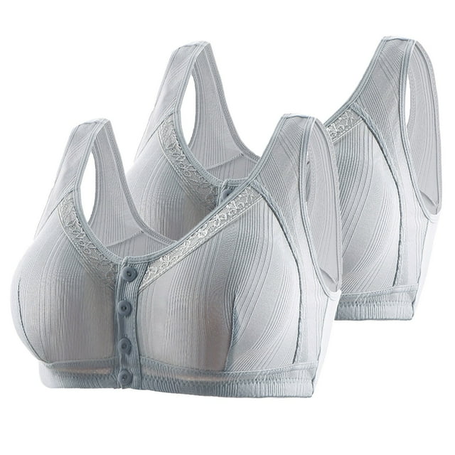 Sakmal Bras for Women Trendy Silver 2 Pack Front Closure Wireless Bra ...