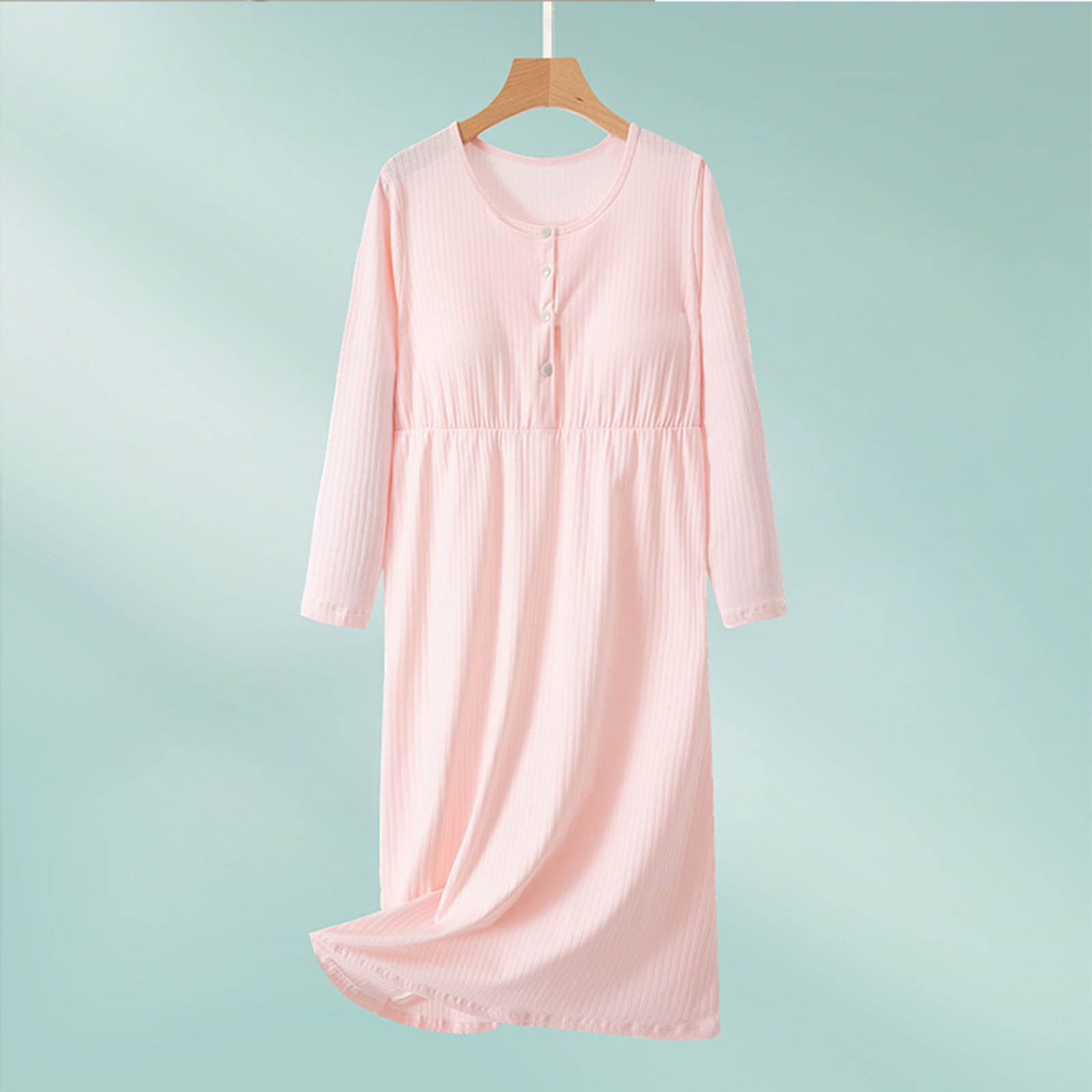 Sakmal Button Down Moomoo Nightgowns for Women Cotton Long Soft Pink ...