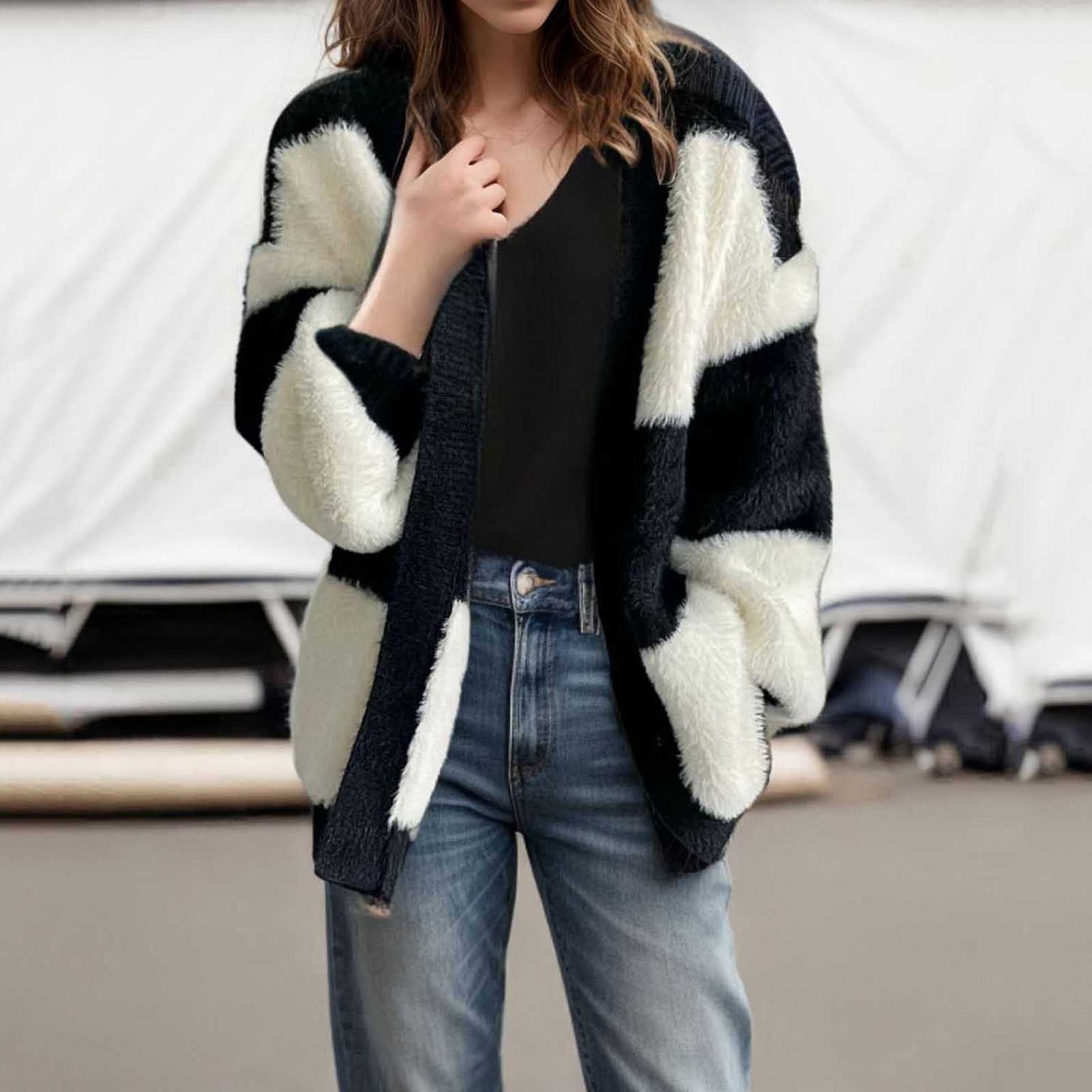 Sakmal Cardigan Sweaters for Women Open Front Fashion Warm Cardigan ...