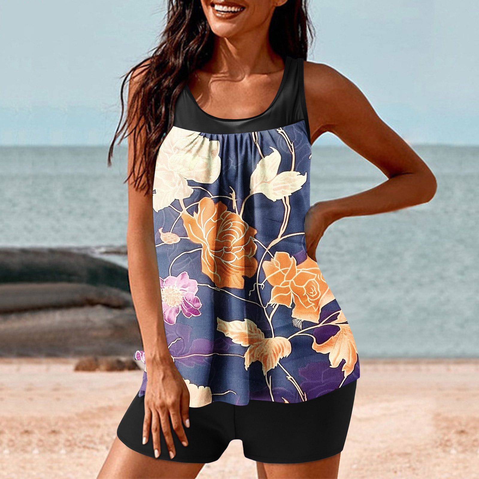 Sakmal Clearance Bathing Suit for Women Tankini Swimsuits Floral 2 ...