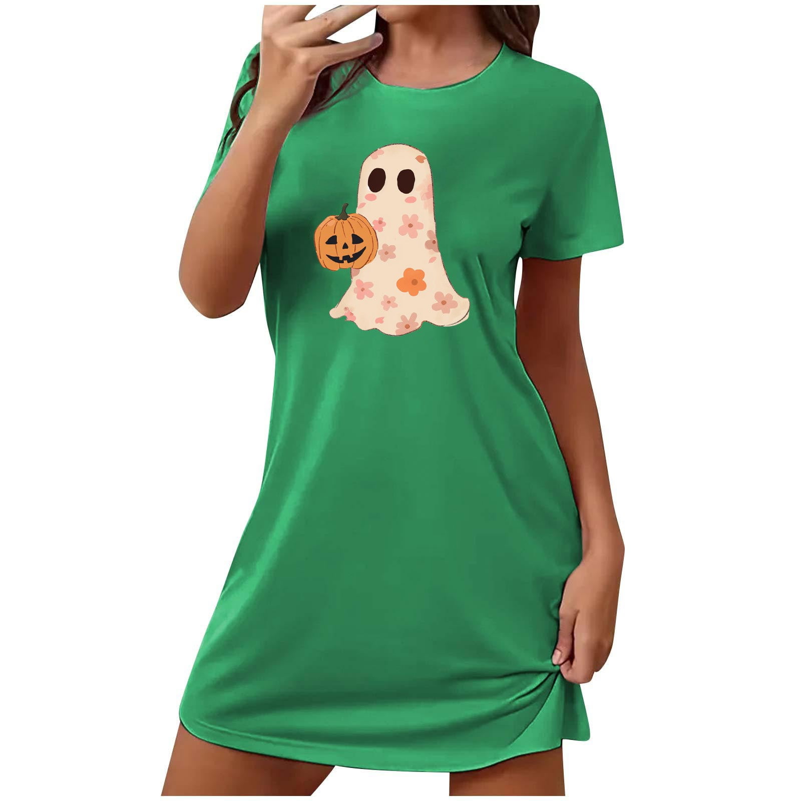 Sakmal Comfy Night dress for Women Soft Green Loose Halloween Nightwear ...