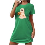 Sakmal Comfy Night dress for Women Soft Green Loose Halloween Nightwear ...