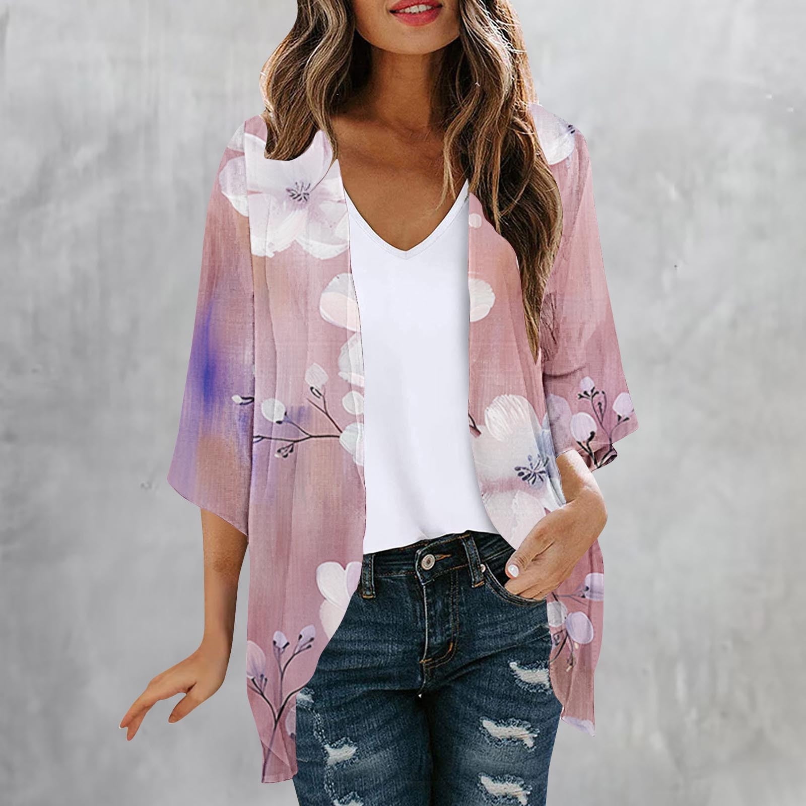 Sakmal Cover-Up Winter Coats for Women Elbow-Length Lightweight Loose ...