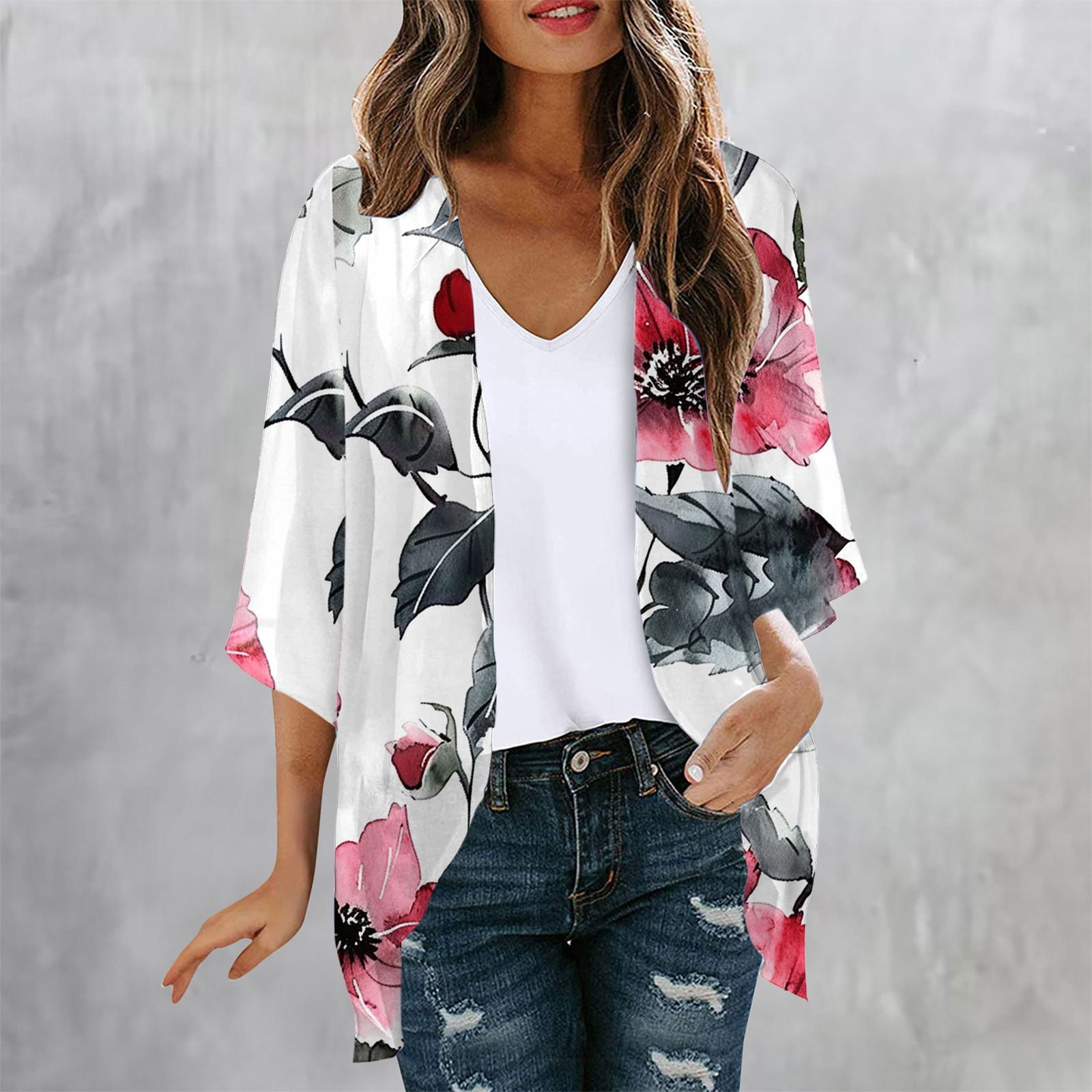 Sakmal Cover-Up Women'S 2024 Winter Fashion Clothes White Elbow-Length ...