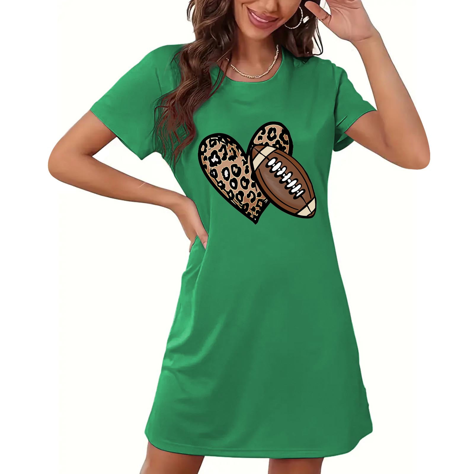 Sakmal Cute Moo Moos for Women Green Short Night dress Short Sleeve ...