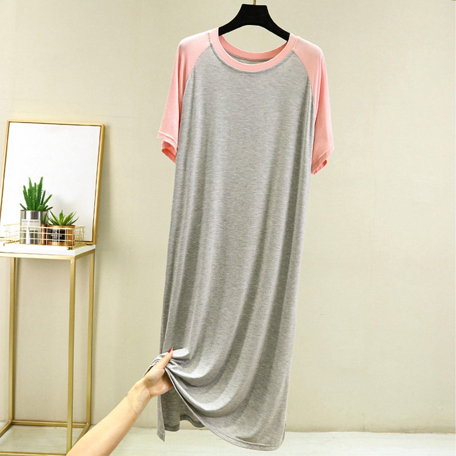Sakmal Cute Moo Moos for Women Nightgowns Short Sleeve Cotton Sleepwear ...