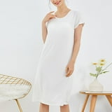 Sakmal Cute Womens Moo Moo Nightgown White Cotton Long Loungewear Short ...