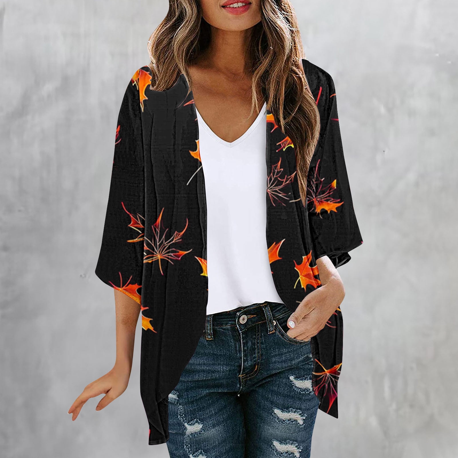 Sakmal Elbow-Length Coats for Women Plus Size Lightweight Cover-Up ...
