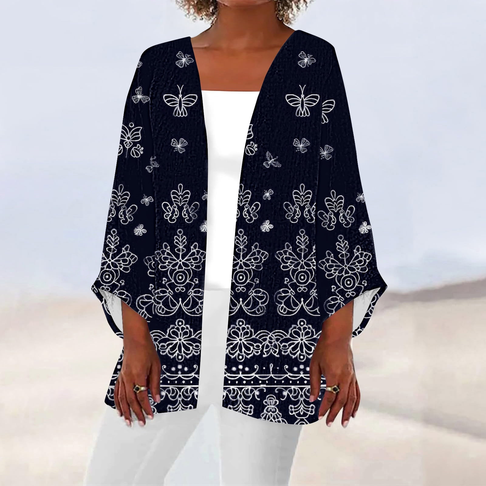 Sakmal Elbow-Length Coats for Women Plus Size Lightweight Cover-Up ...