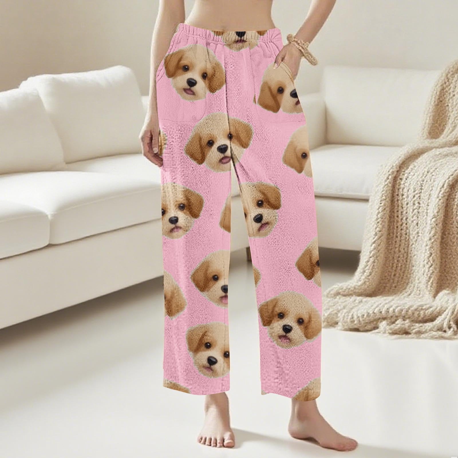 Sakmal Flannel Sleep Pants Women Plus Size Winter Fleece Pajama Bottoms ...