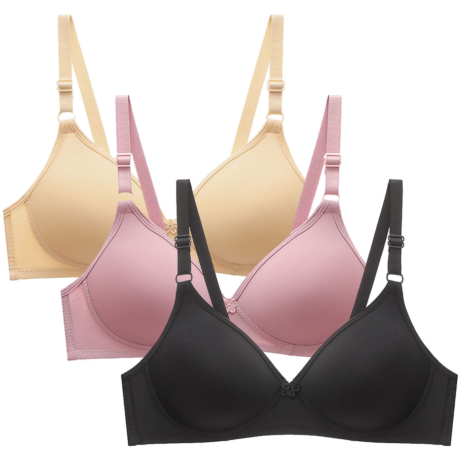 Sakmal Full Coverage Womens Bras Under $10 Beige Wireless Solid ...