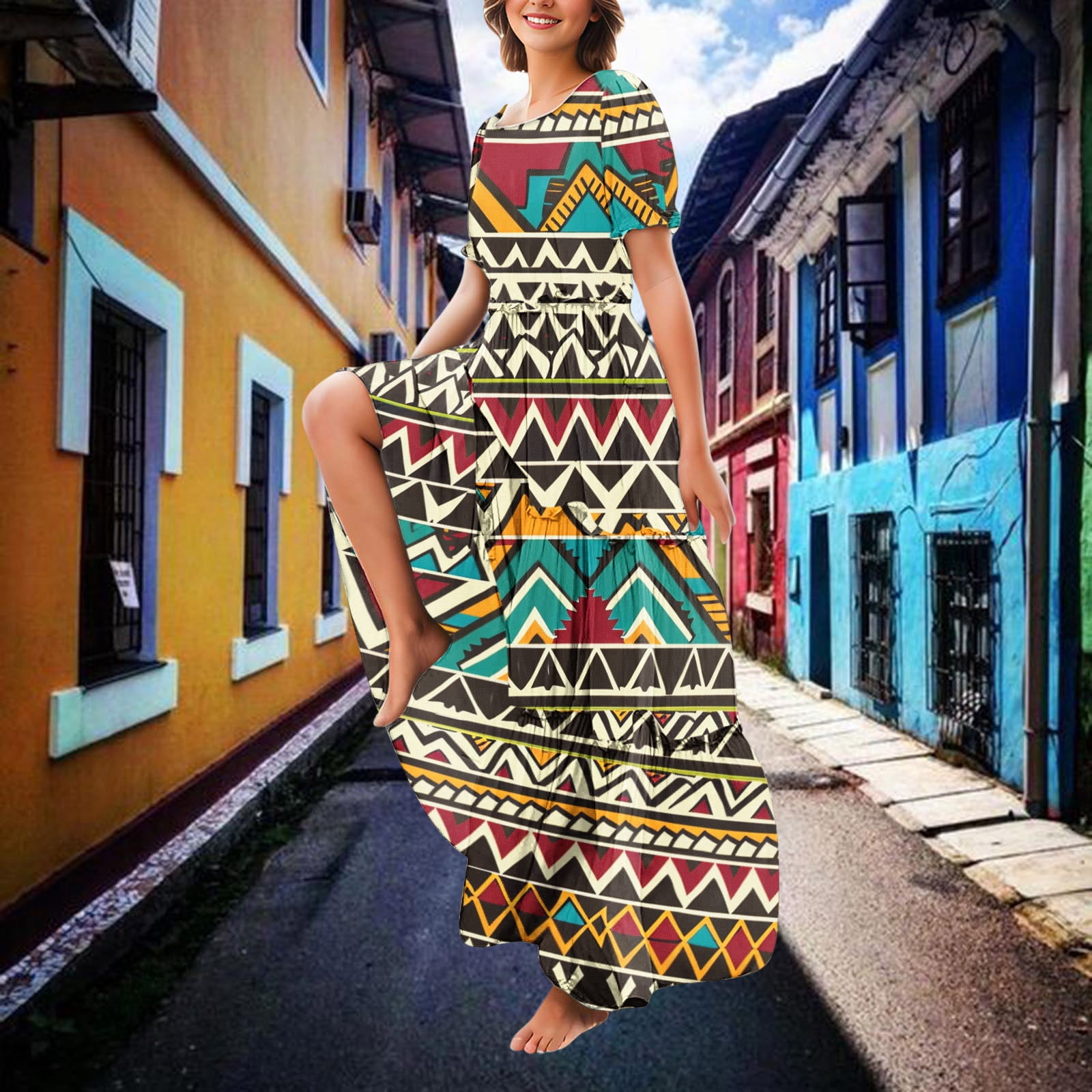 Sakmal Graphic Summer Dresses for Women 2024 Evening Gown Vintage Short ...