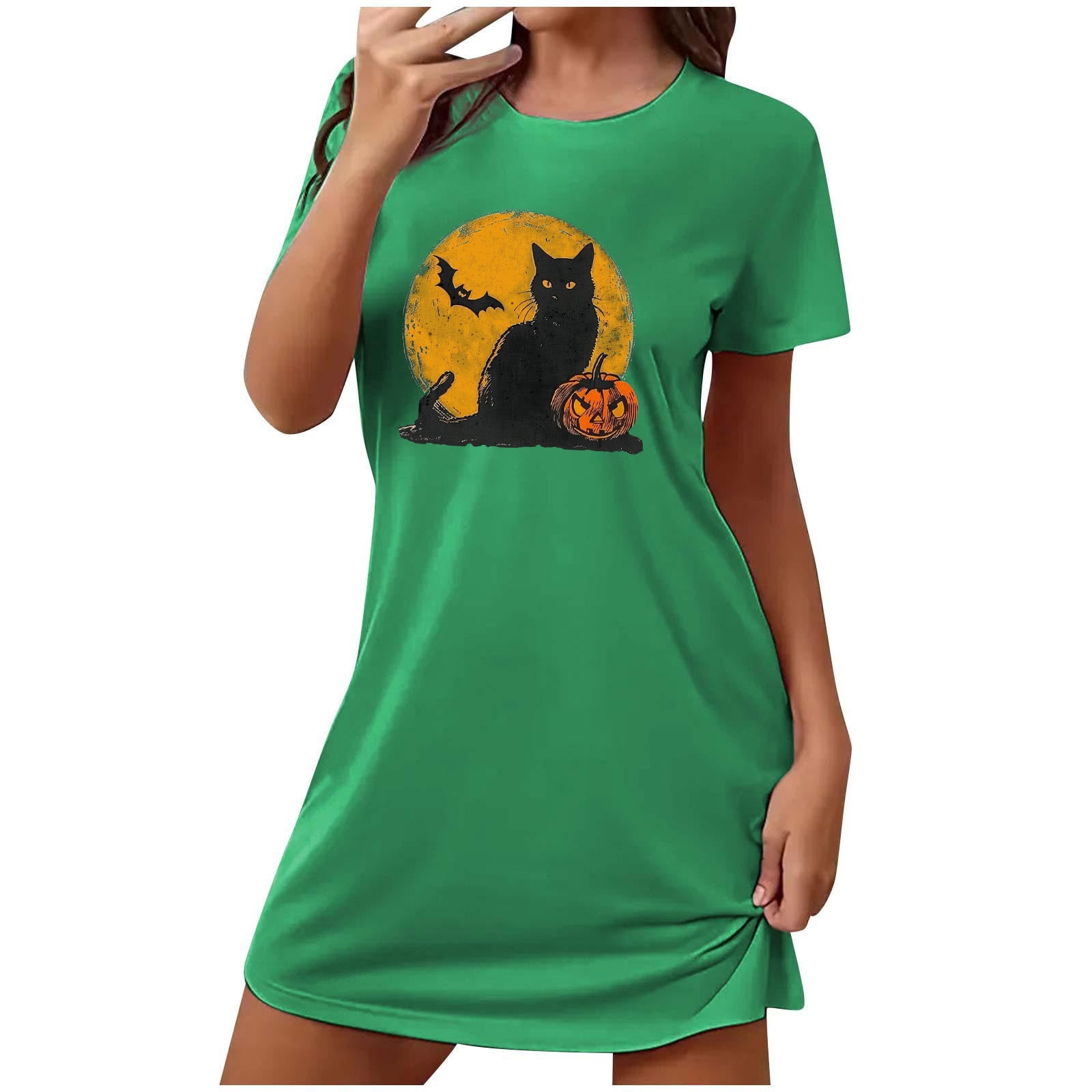 Sakmal Green Moomoo Nightgowns for Women Halloween Soft Loose Comfy ...