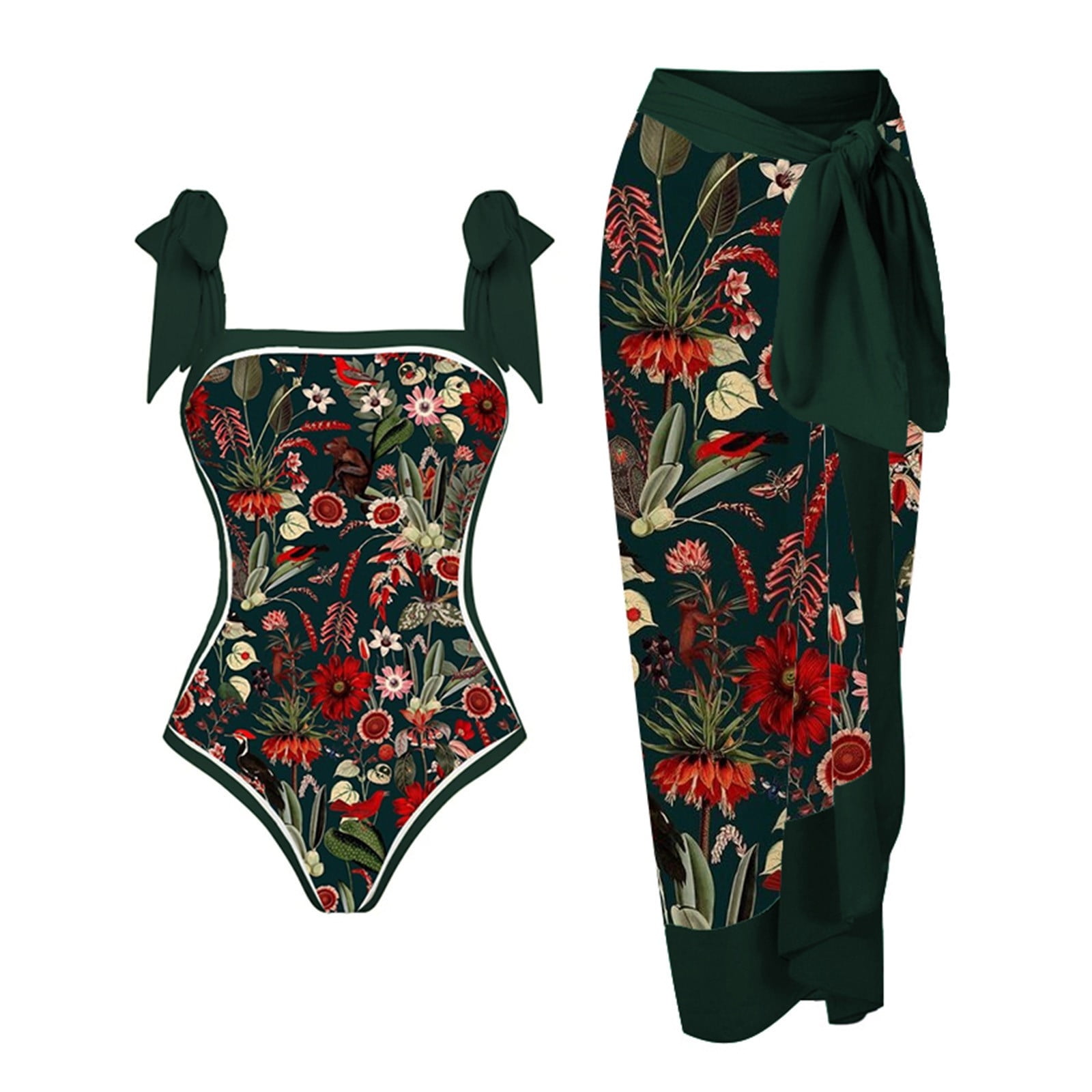 Sakmal Green Women Bathing Suits Tummy Control Backless Two Piece Sets ...