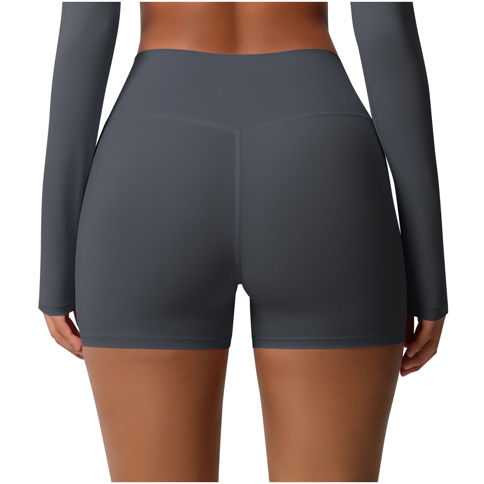 Sakmal Gym Shorts Women High Waisted Bike Gray Running Stretchy Tummy ...