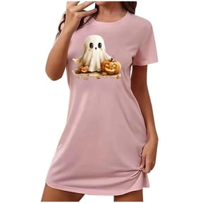 Sakmal Cute Sleep Dress for Women Halloween Pajama Dress Short Sleeve ...