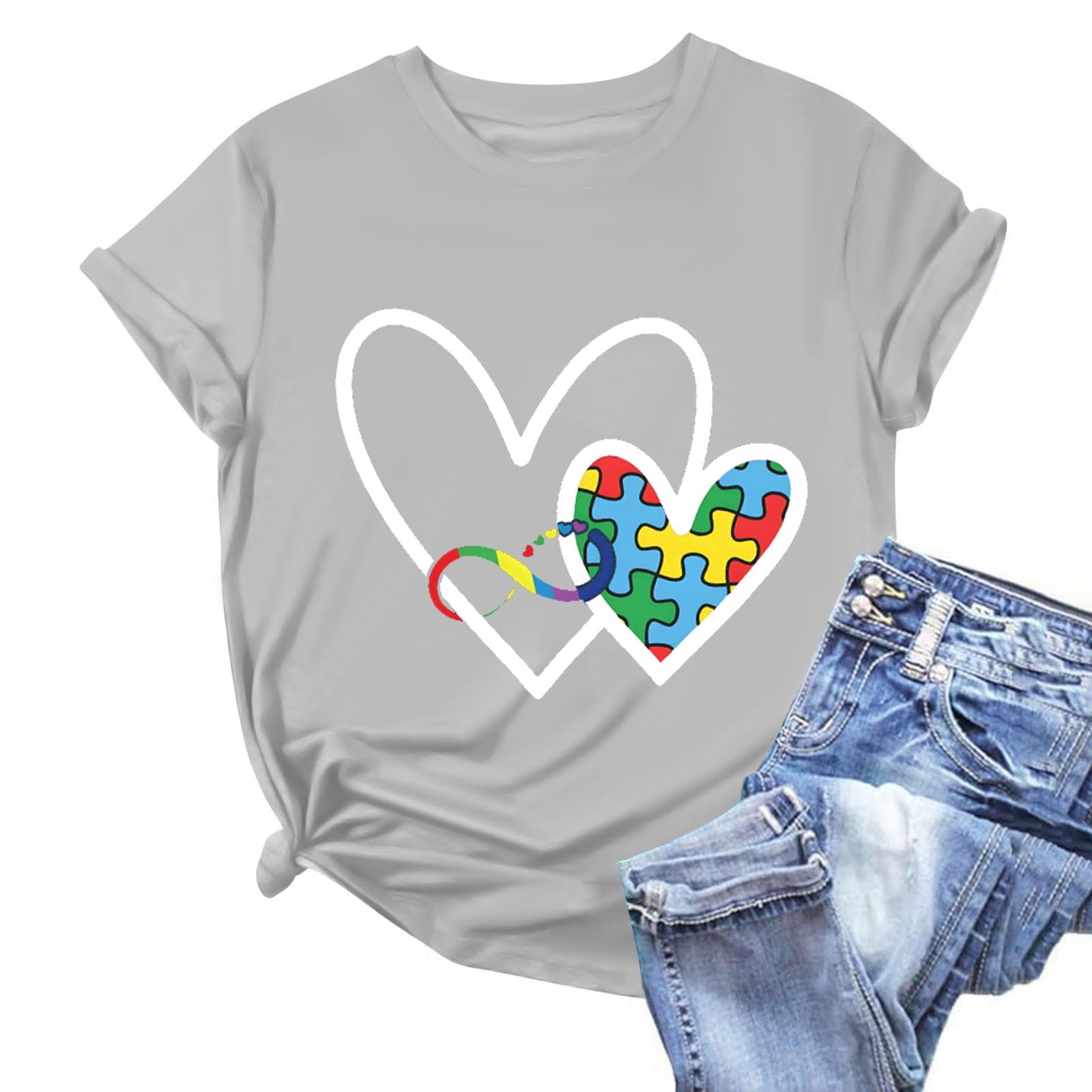 Sakmal Heart T Shirts For Women Graphic Asd Short Sleeve Crew Neck ...