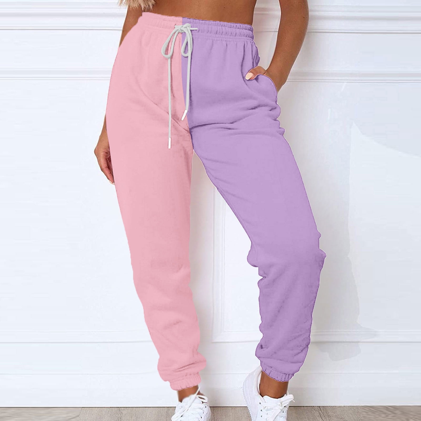 Sakmal Joggers Pants for Women Plus Size Athleisure Sweatpants Pink ...