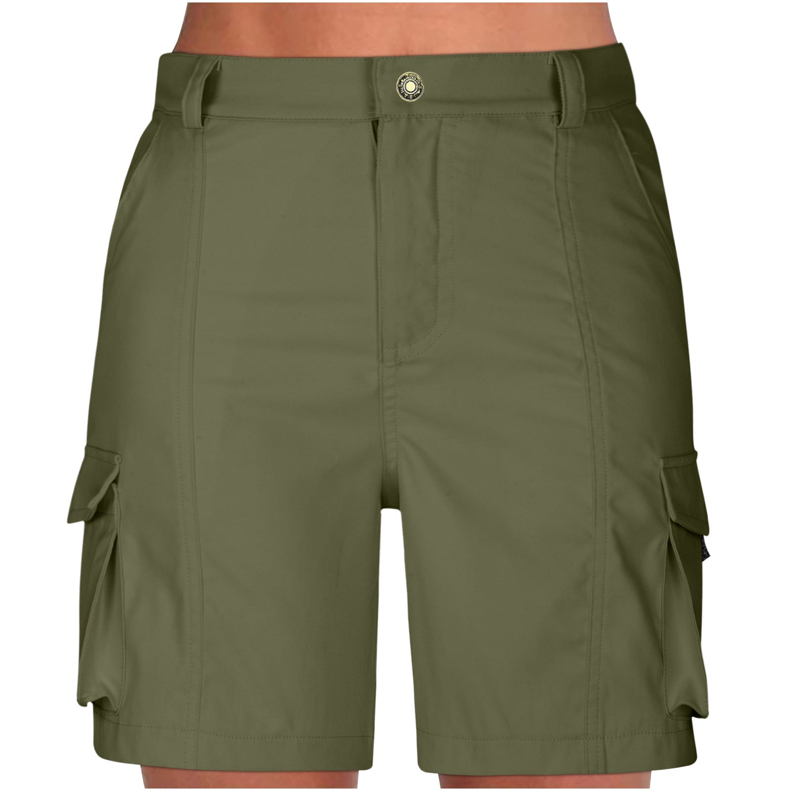 Sakmal Shorts Women Cargo High Waisted Green Knee Length Straight Leg ...
