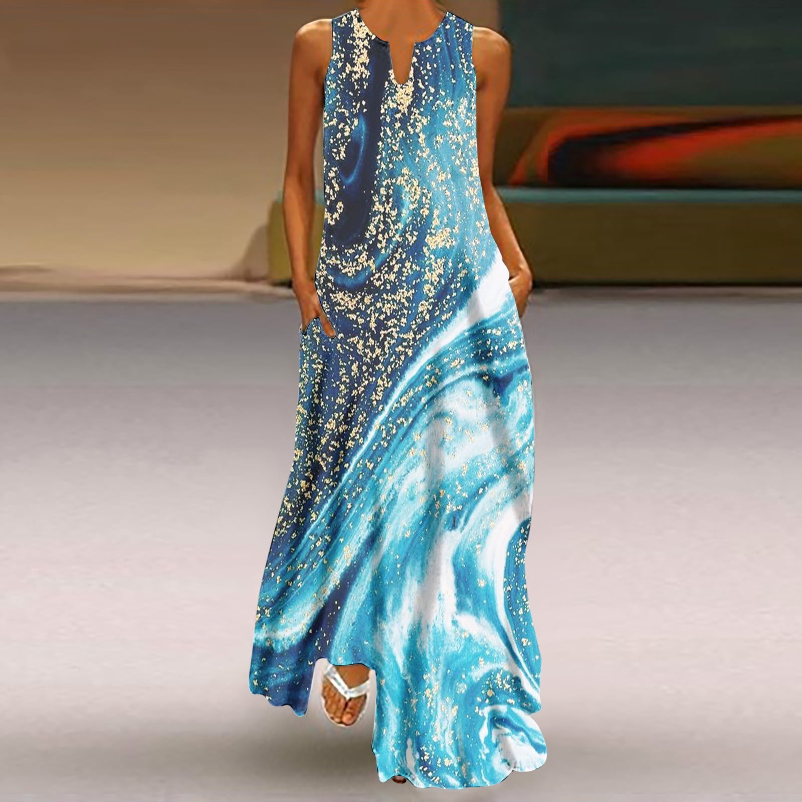 Sakmal Light Blue Women'S Dresses Maxi Sun Dress Casual Trendy ...
