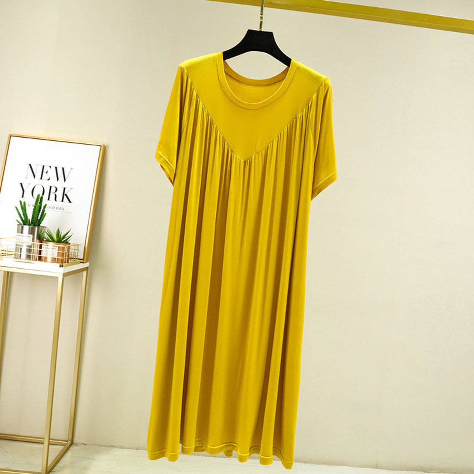 Sakmal Lightweight Moomoo Nightgowns Women Oversized Comfy Modal Yellow ...