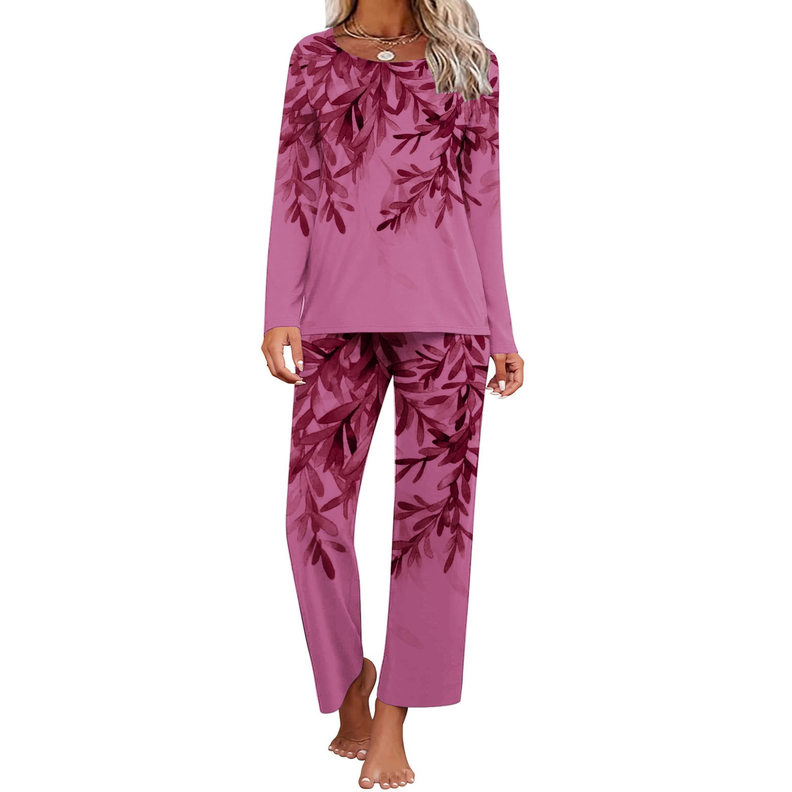 Sakmal Lightweight Pajama Set Womens Long Sleeve Pants and Top Matching ...