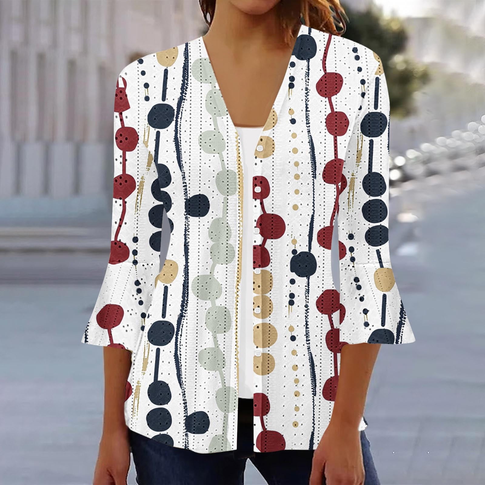 Sakmal Lightweight Womens Coats Long Sleeve Sleeve Casual White Flowy ...