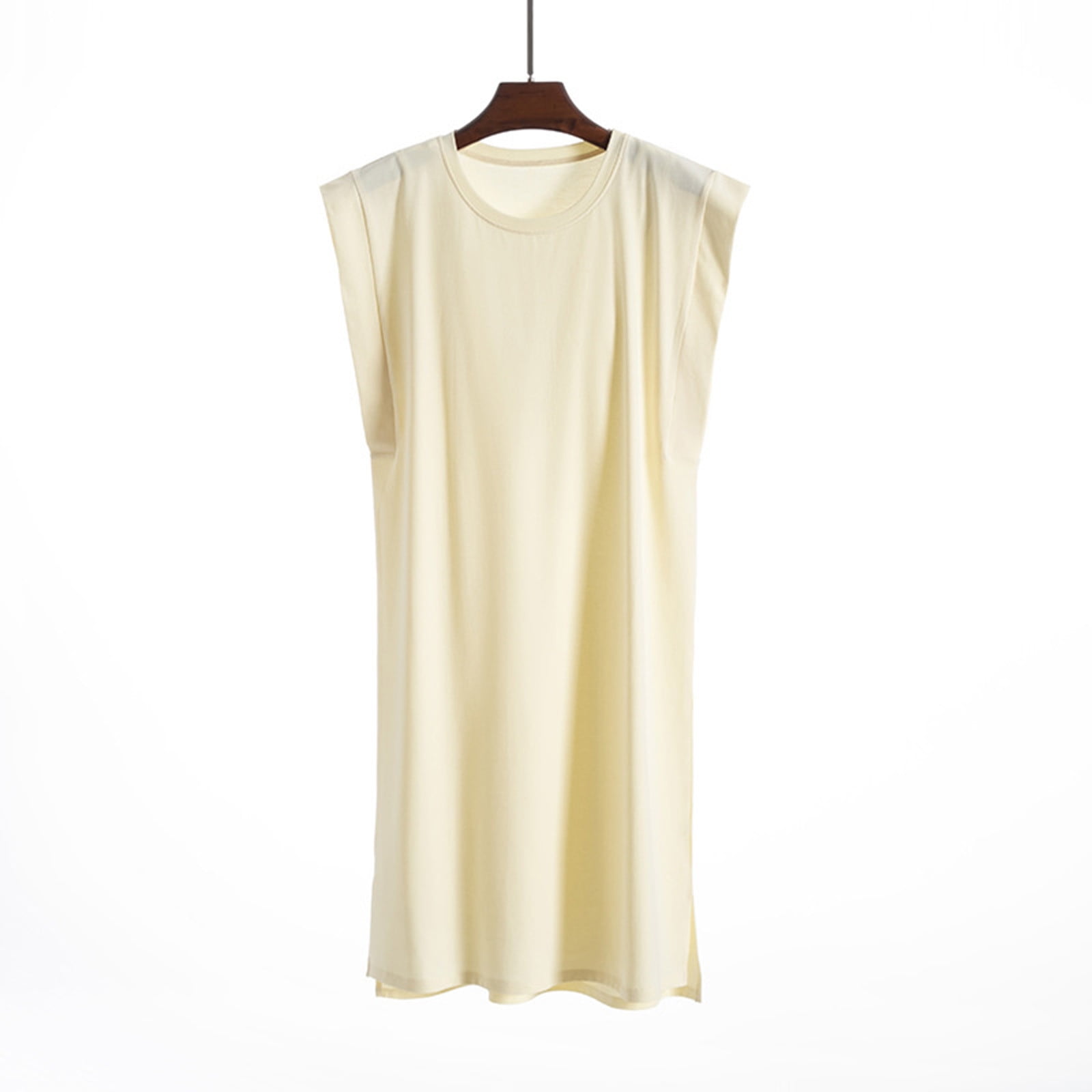 Sakmal Long Women Moomoo Tank Nightgowns Comfy Cotton Yellow Sleepwear ...