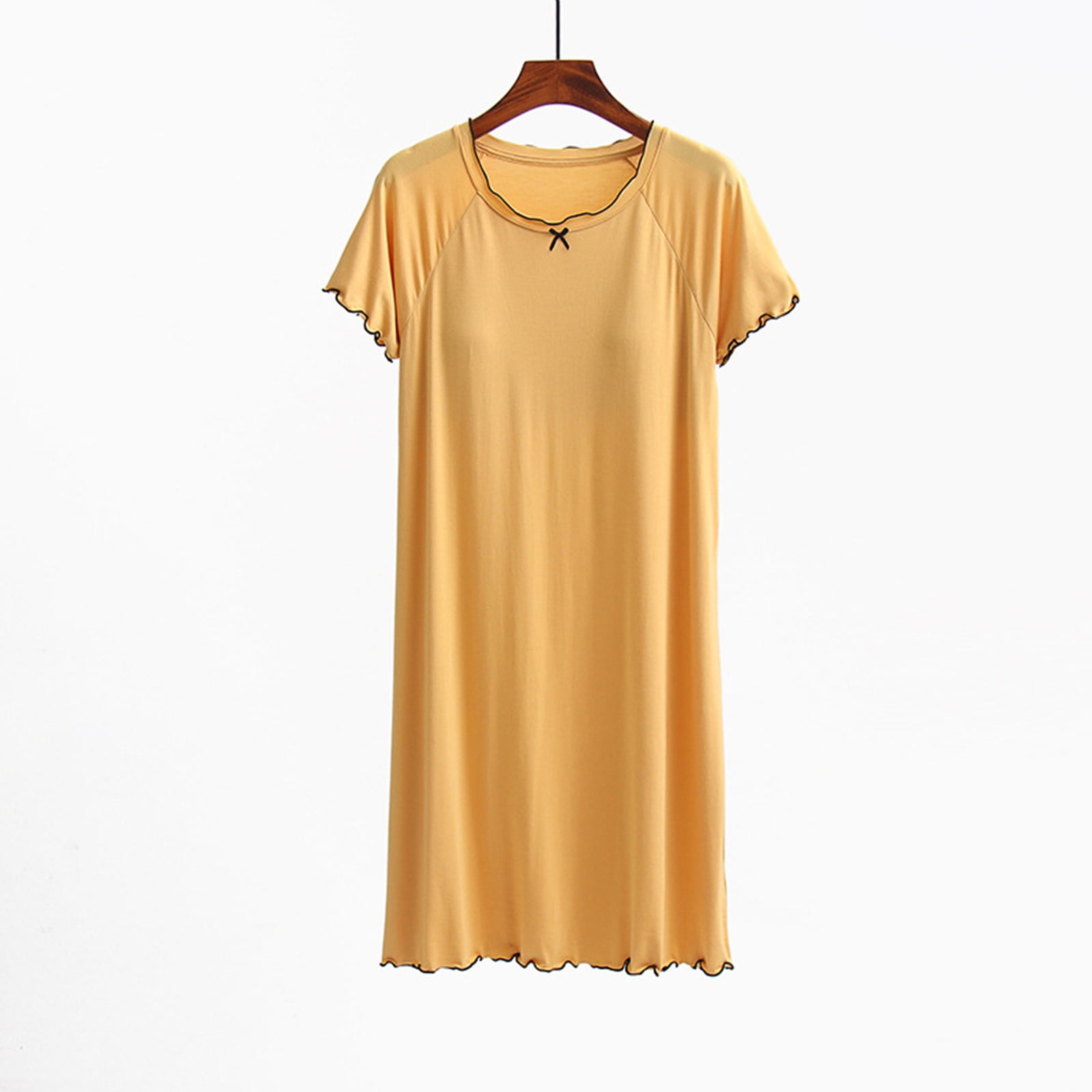 Sakmal Long Womens Moomoo Nightgowns Comfy Cotton Yellow Night dress ...