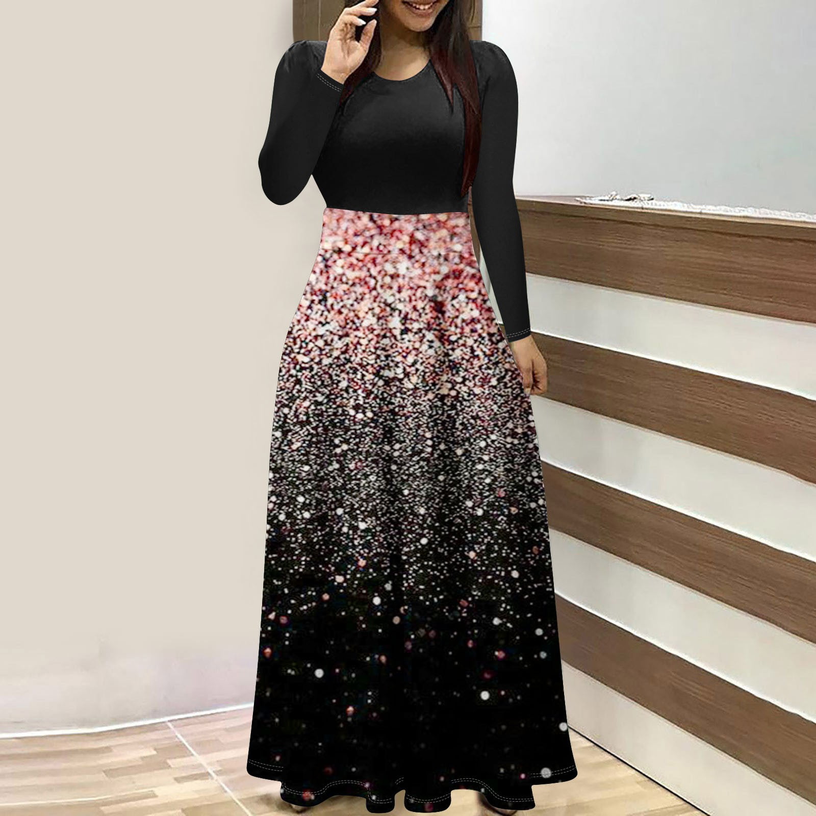 Sakmal Maxi Spring Dresses for Women 2025 Cocktail Pink Sequin Dress ...