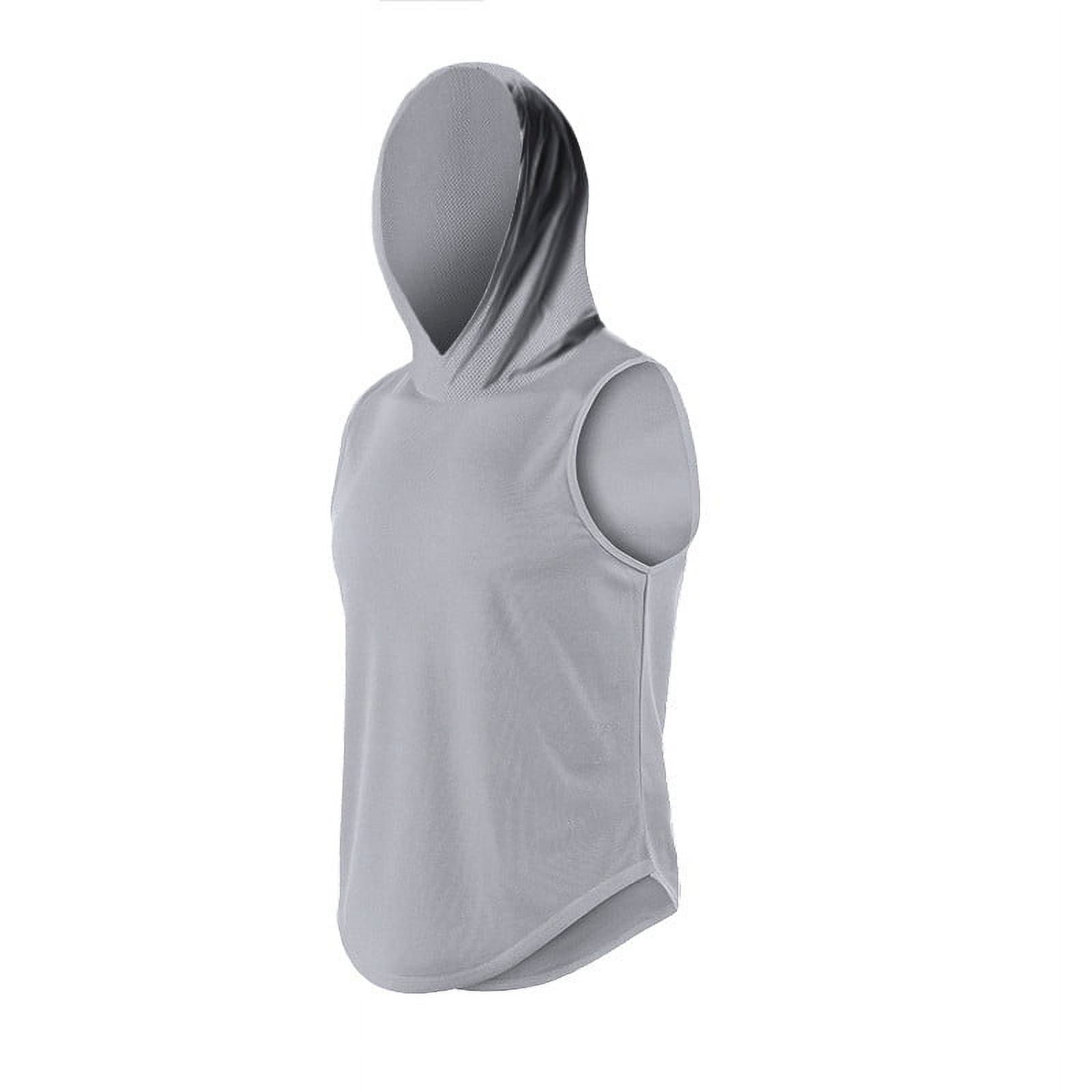 Sakmal Men Tank Tops Hooded Gray Gray Camisole Solid Muscle Slim Men ...