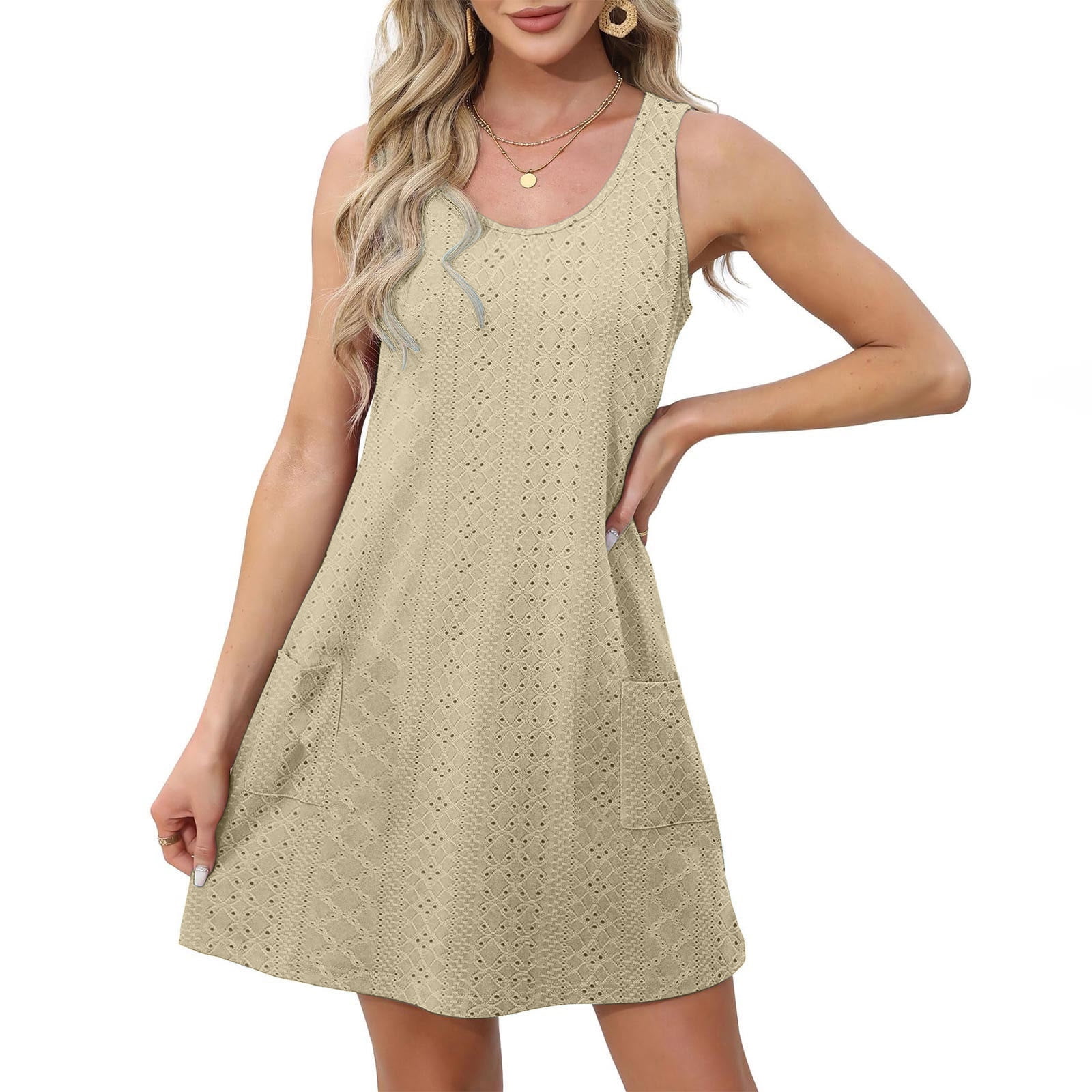 Sakmal Midi Spring Dresses for Women 2025 Yellow Cutout Tank Dress ...