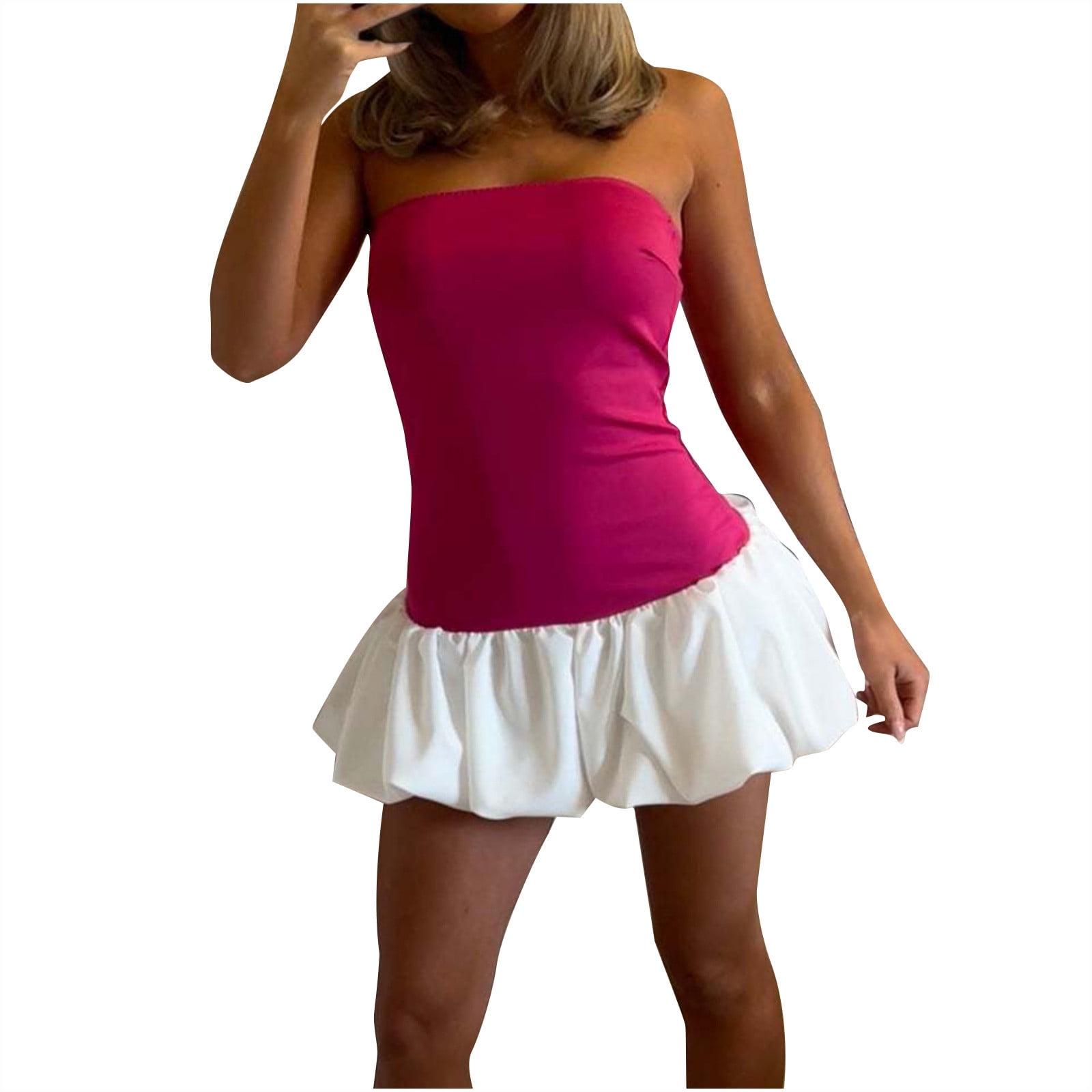 Sakmal Mini Summer Dresses for Women Under $10 Crew Neck Pink Sexy ...