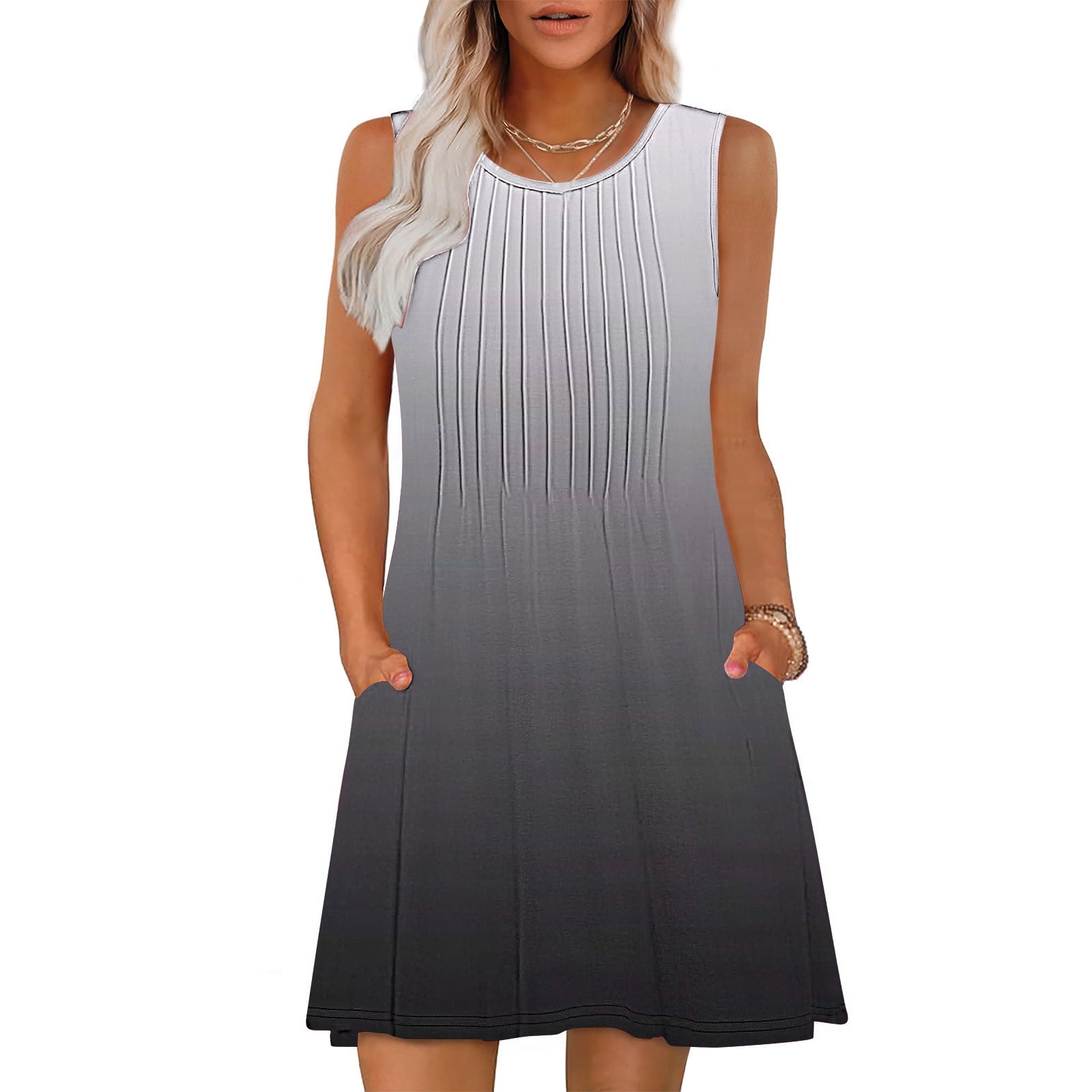 Sakmal Mini Womens Summer Dresses Sundress Gray Petite Dress Tank ...