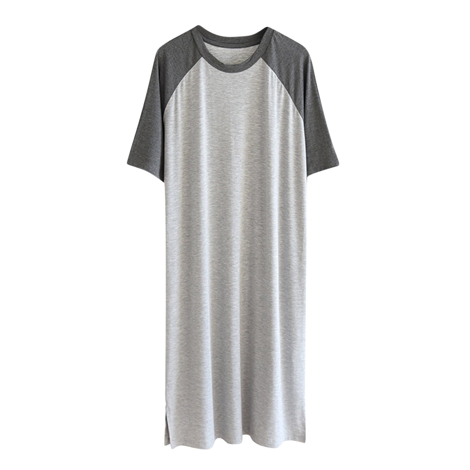 Sakmal Moo Moo for Men Short Sleeve Soft Pajama Dress Gray Crew Neck ...