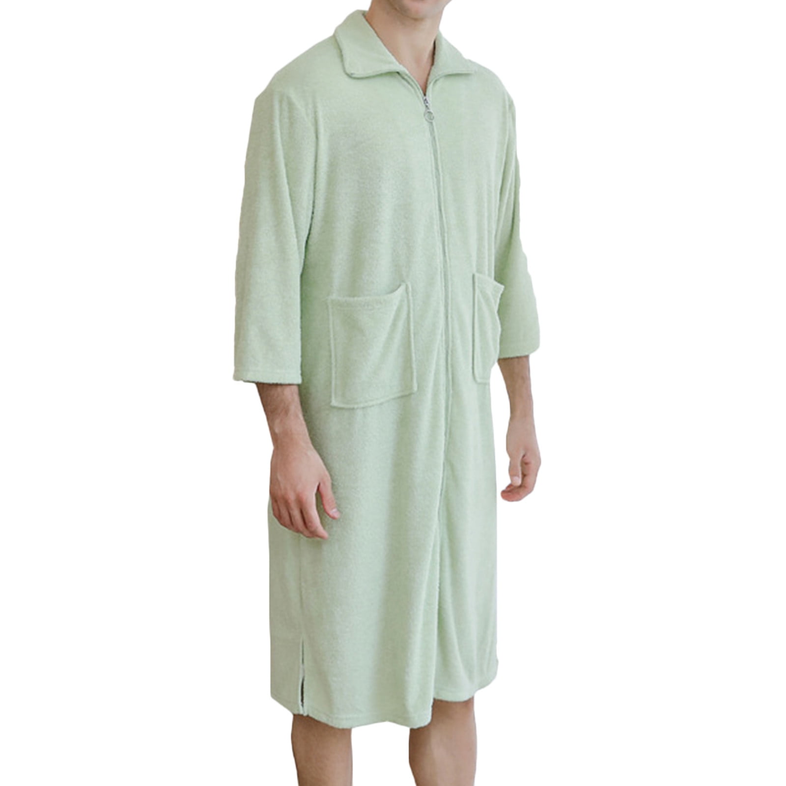 Sakmal Moomoo Nightgowns for Men Fleece Big and Tall Long Sleeve Pajama ...