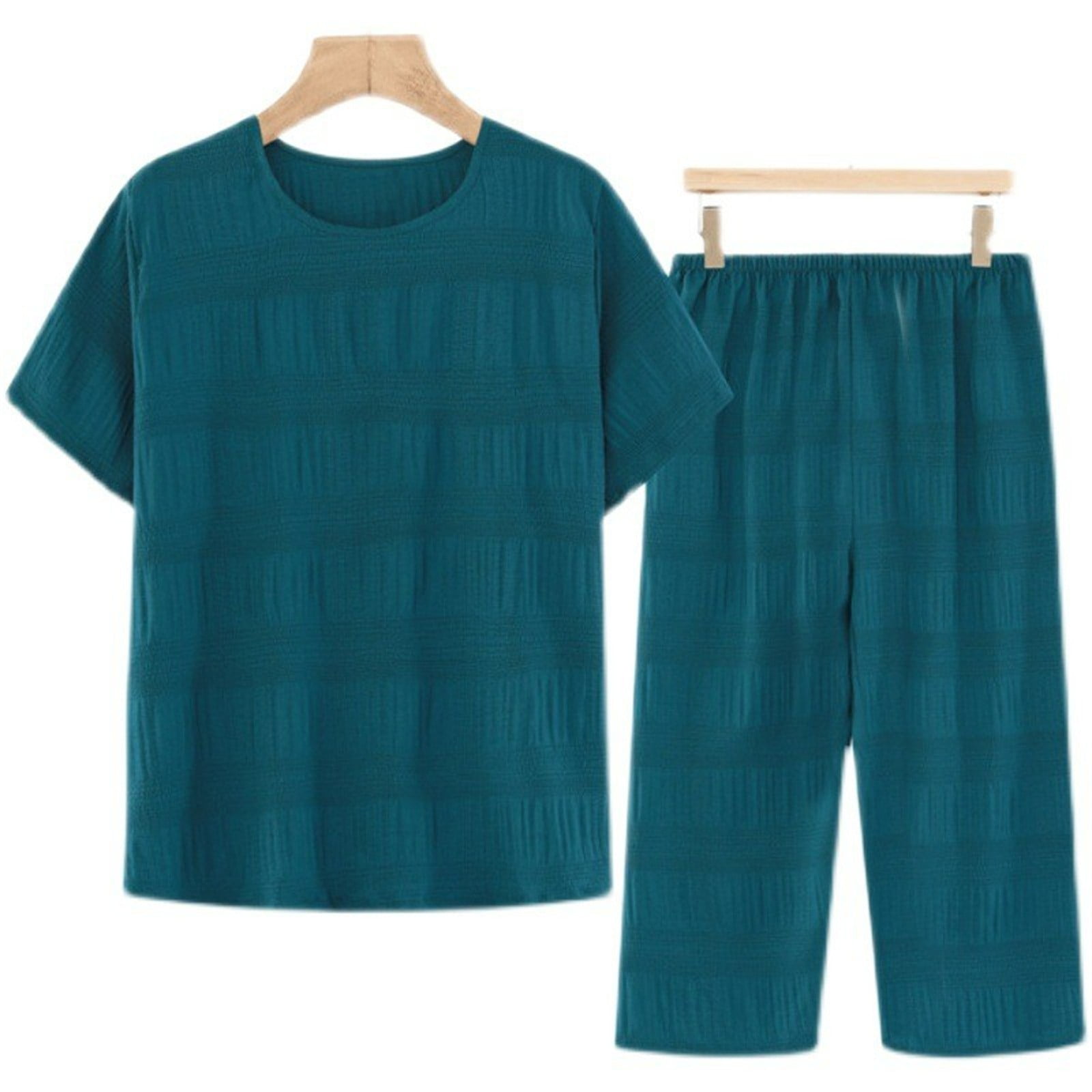 Sakmal Pajamas for Women Trendy Short Sleeve Green Solid Comfy Ladies ...