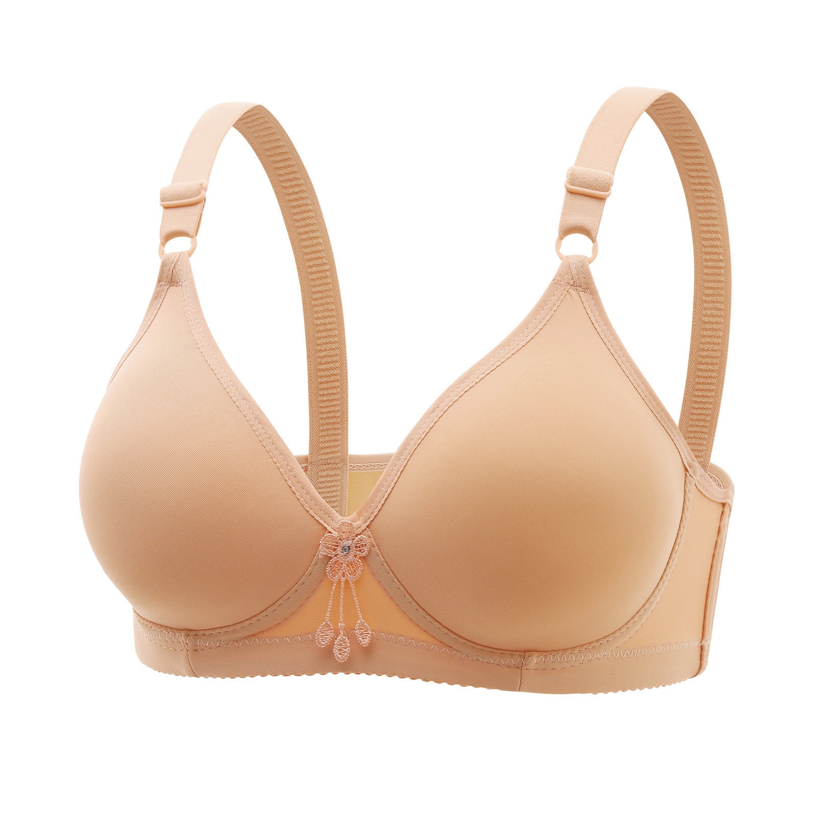 Sakmal Plus Size Bras for Women Beige Plus Size Lightly Lined Wireless ...