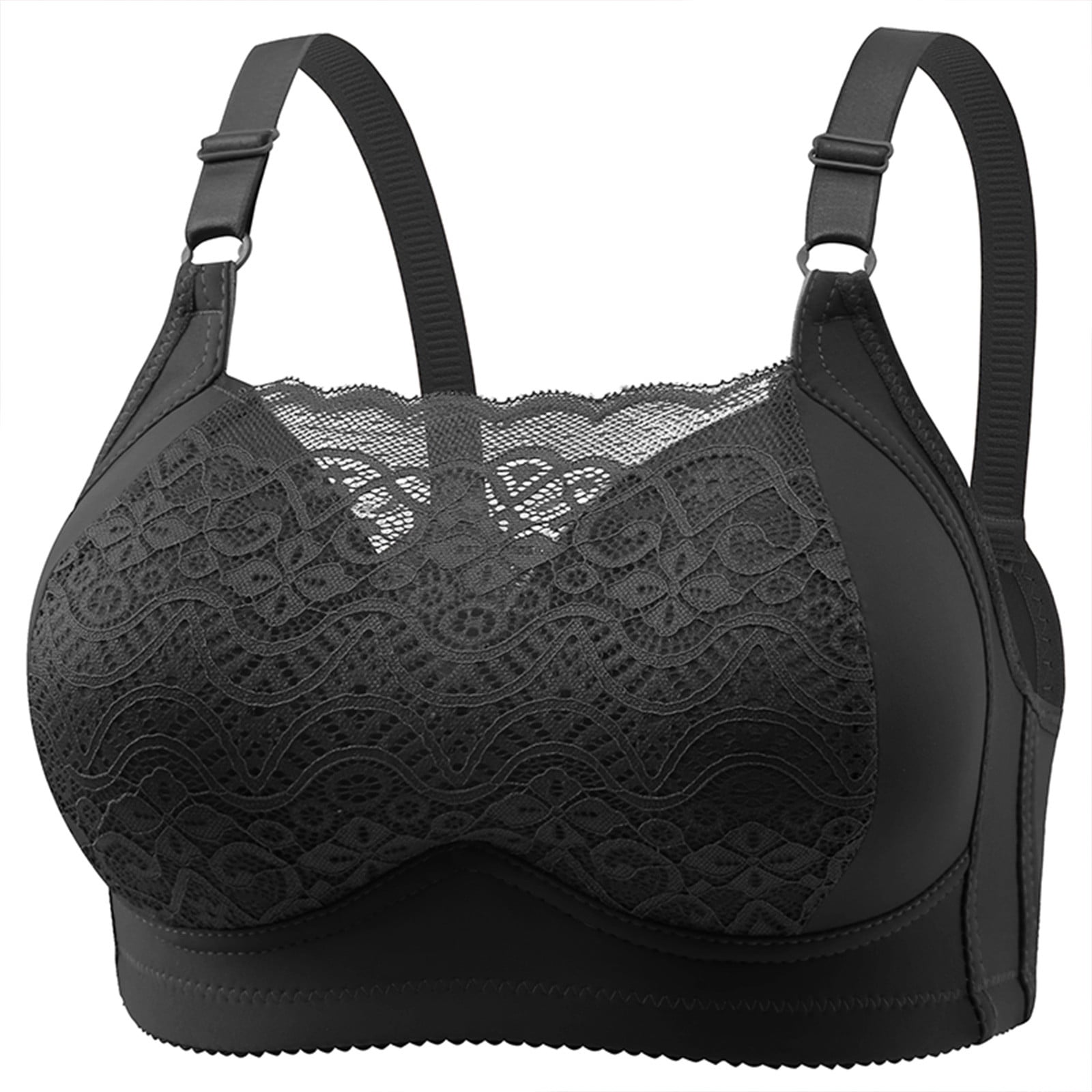 Sakmal Plus Size Bras for Women Black Wireless Lace Lightly Lined Full ...