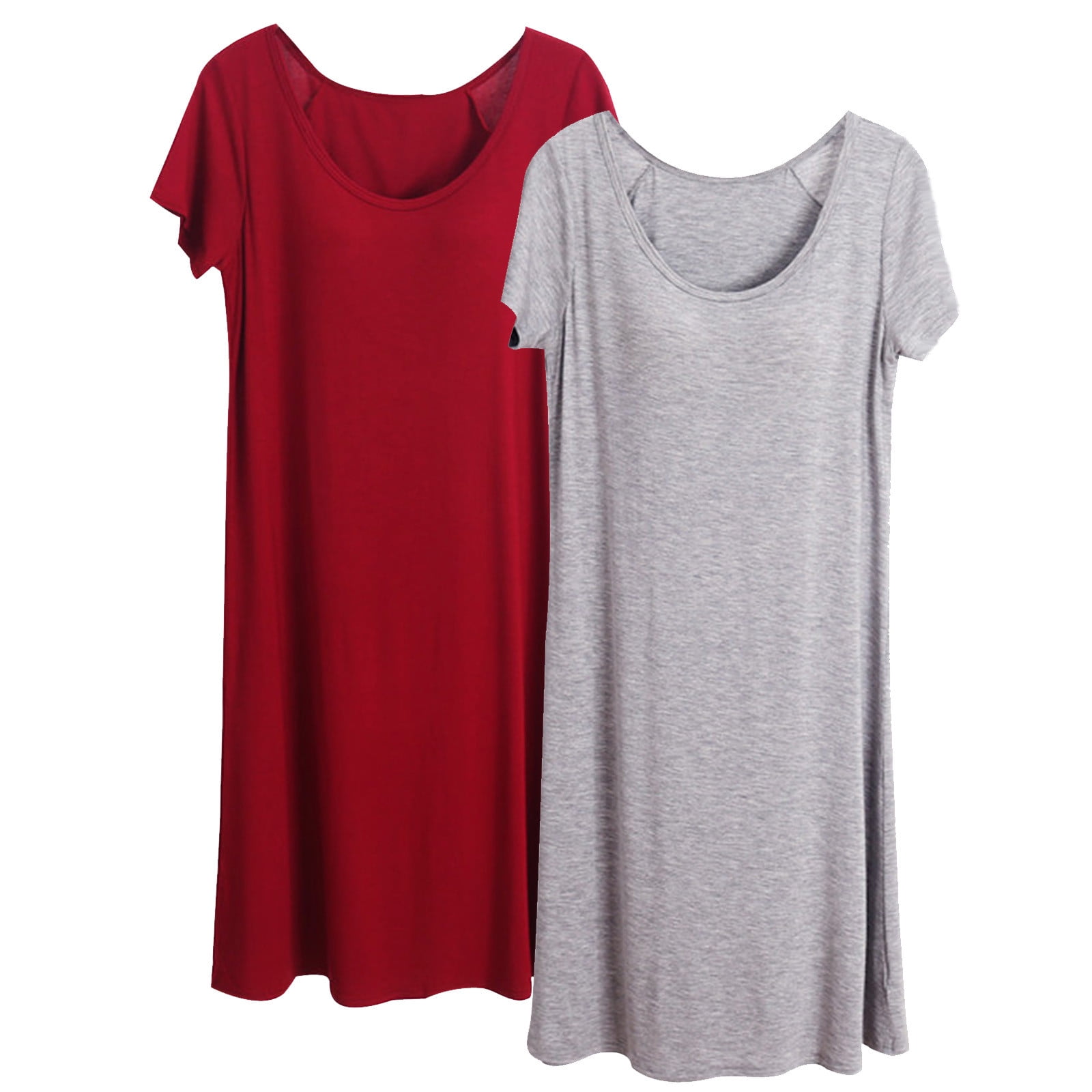 Sakmal Plus Size House Dress for Women Cotton Nightshirt Short Sleeve ...