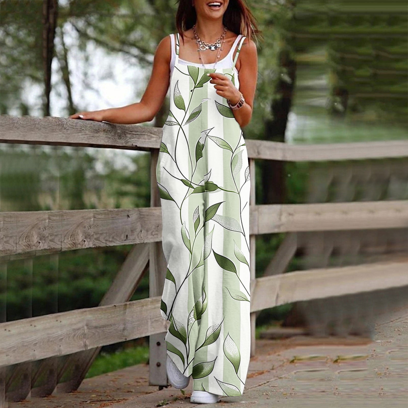 Sakmal Plus Size One Piece Jumpsuits for Women Flowy Wide Leg Floral ...