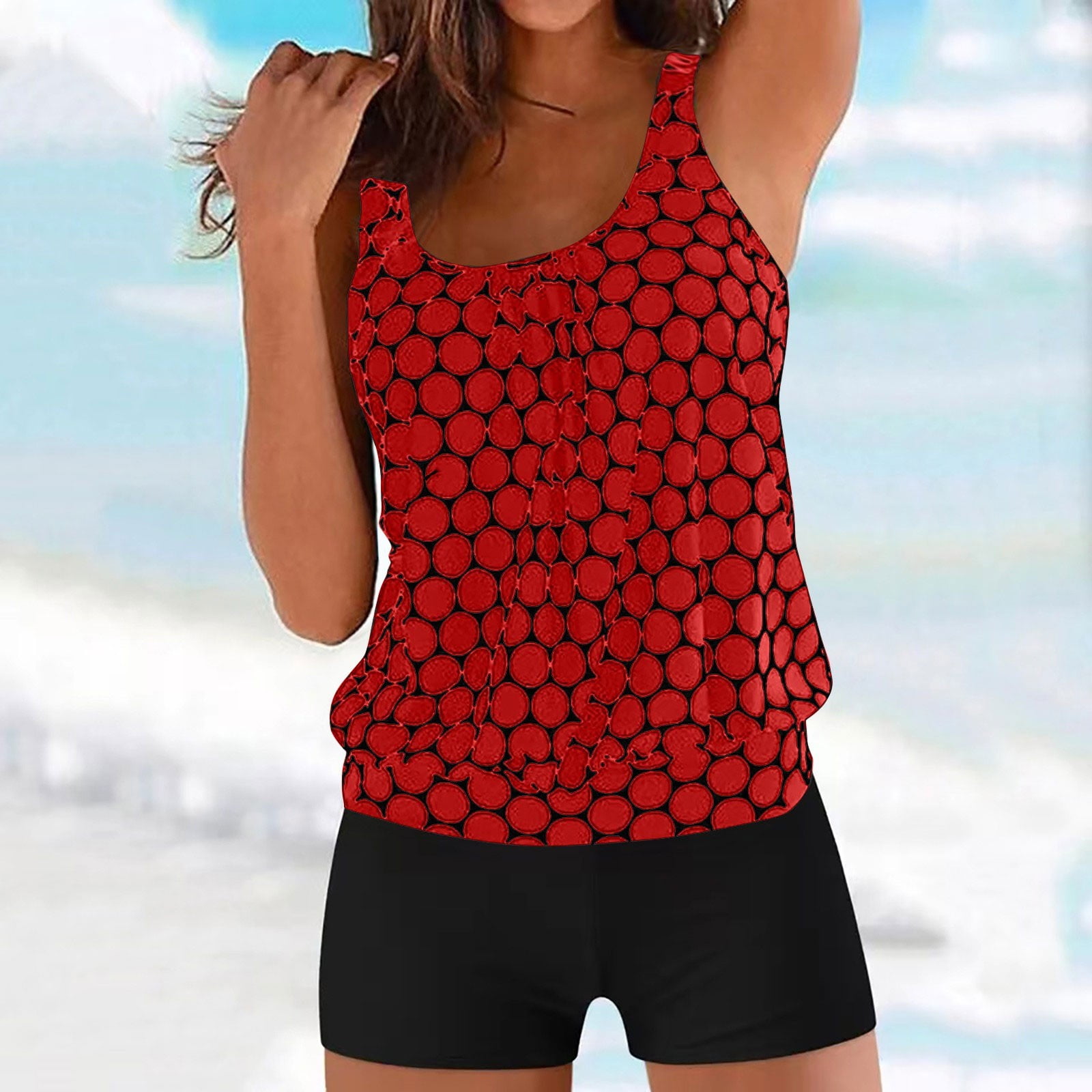 Sakmal Red Bathing Suits for Women Two Piece Sets Beach Vacation ...