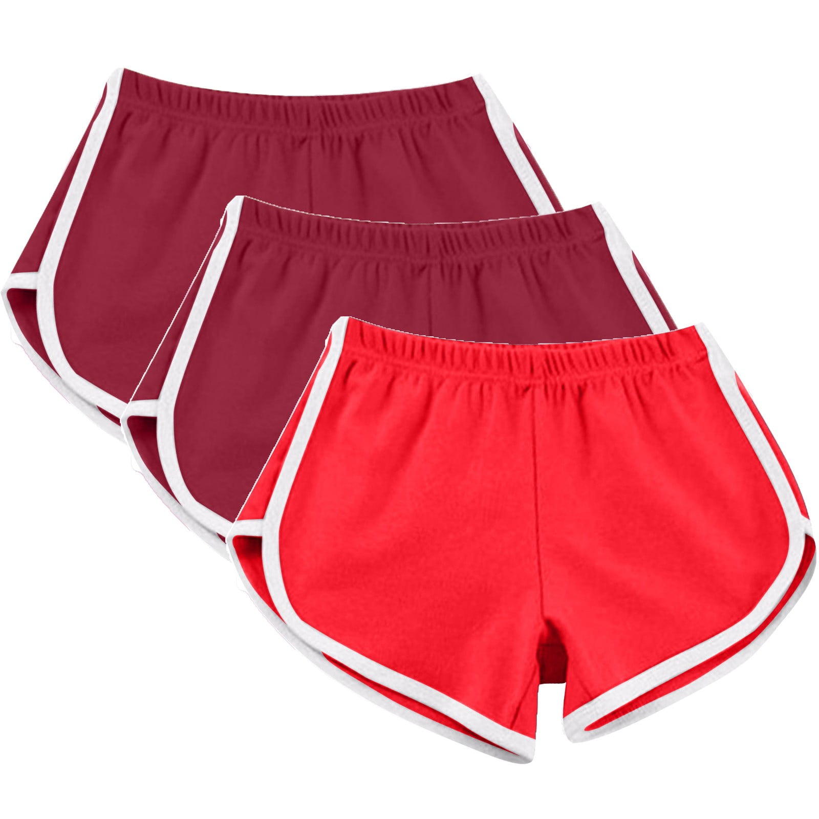 Sakmal Red Shorts Womens Workout Yoga Dolphin Gym 5" Mid Rise 3PC ...