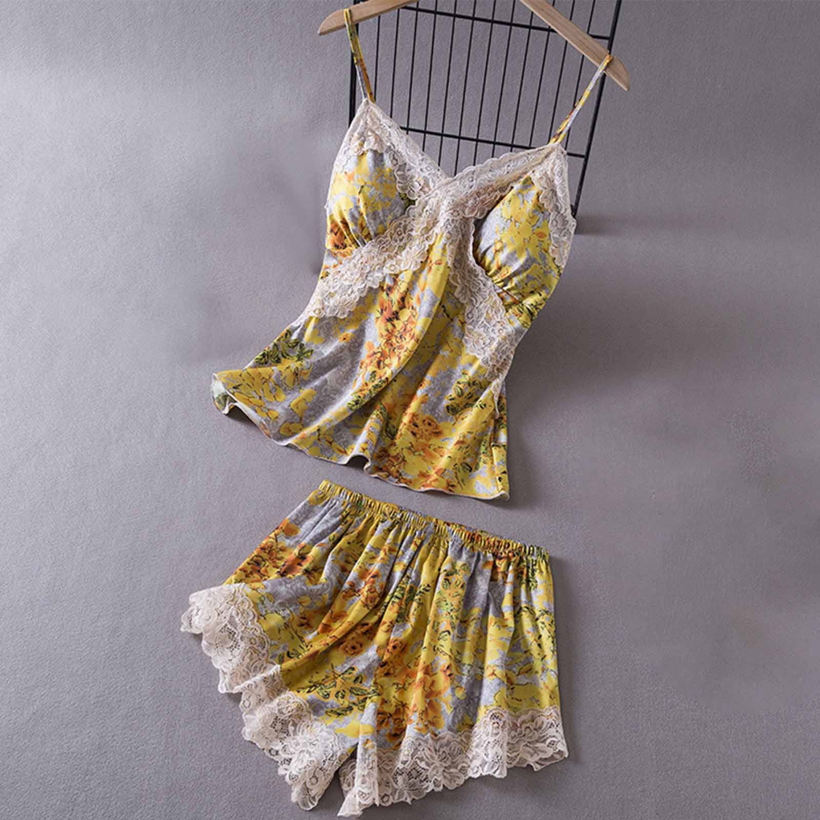 Sakmal Sexy Pajama Set for Women Padded Shorts and Tank Sleeveless ...