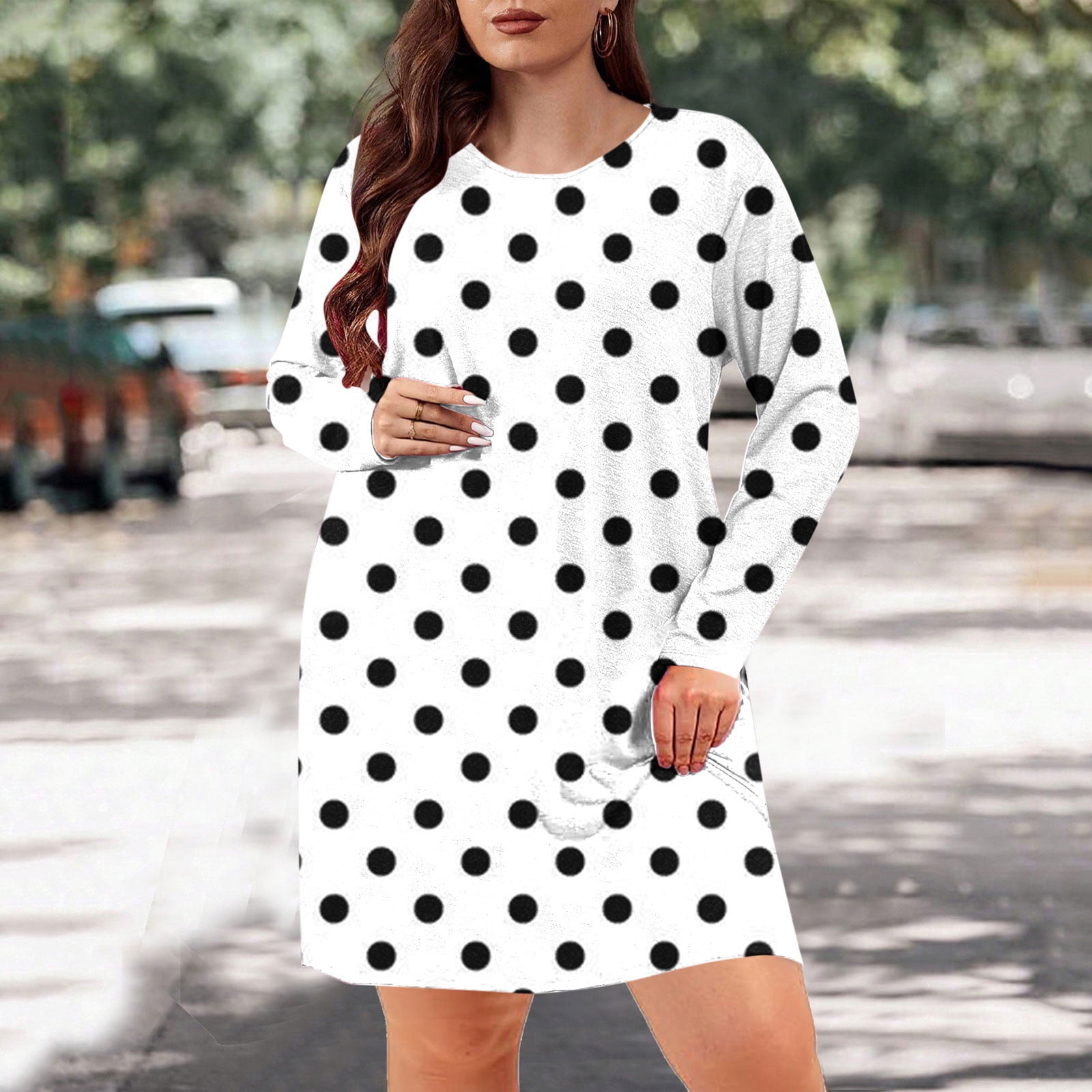 Sakmal Shift Womens Spring Dresses Plus Size White Midi Dress Long ...