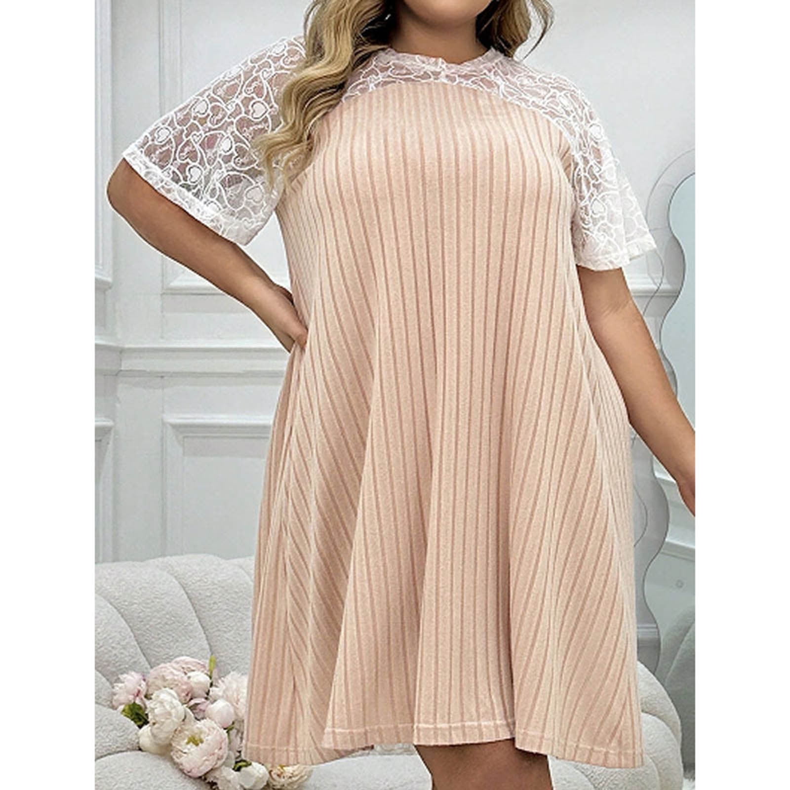 Sakmal Short Moomoo House Dress for Women Comfy Yellow Plus Size Ribbed ...