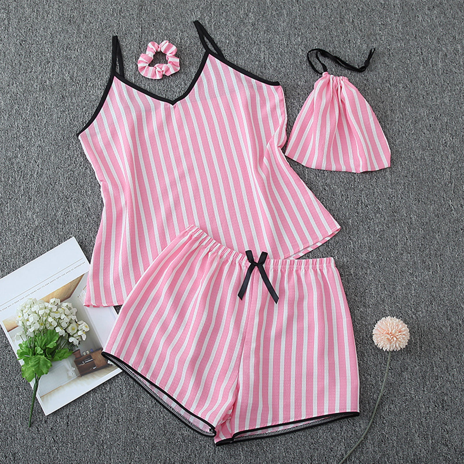 Sakmal Sleeveless Casual Pajamas Sets for Women Shorts Pant Pink ...