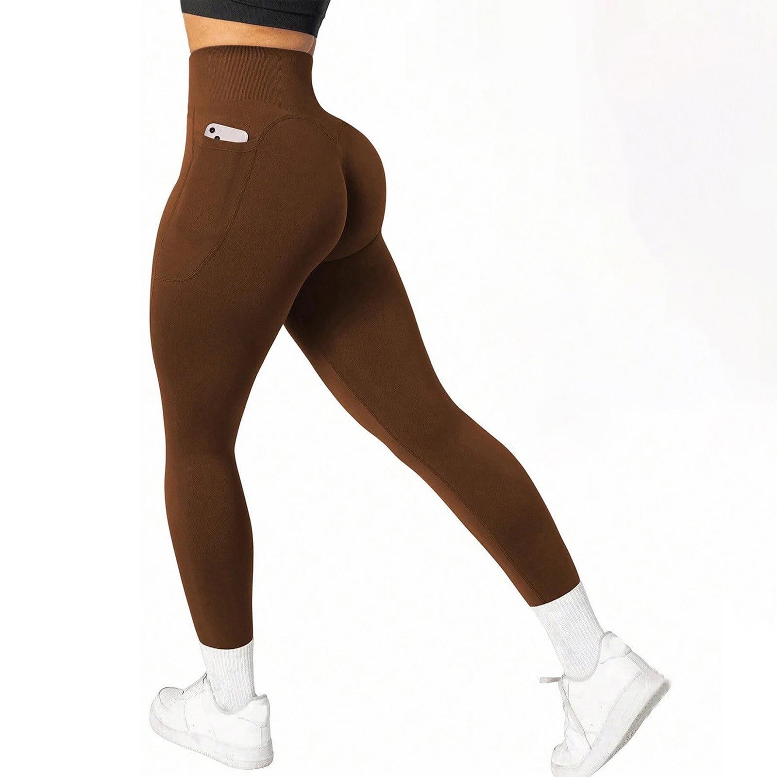 Sakmal Soft Leggings for Women High Waisted Butt Lifting Brown Yoga ...