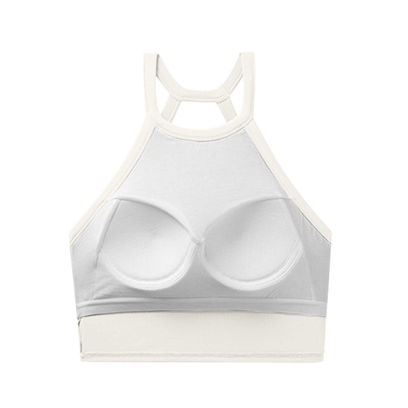 Sakmal Summer Tanks for Womens White Halter Scoop Neck Solid with Built ...